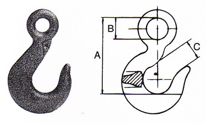 Eye hooks with eye, eye hooks, wide-mouth hooks, clevis hooks, swivel ...